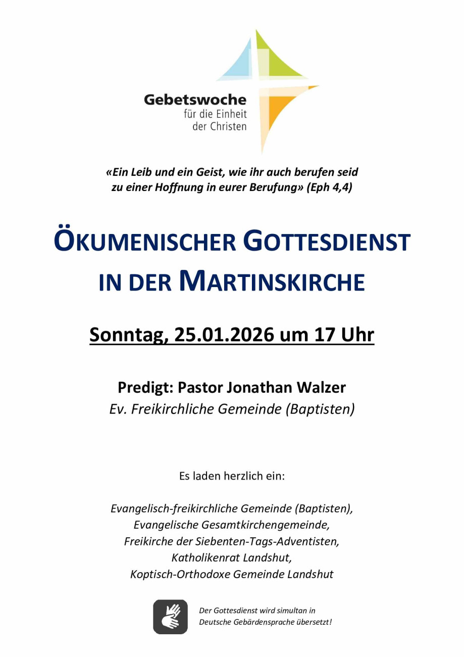 Gottesdienst zur Einheit der Christen am 25.01.2026 um 17.00 Uhr in St ...